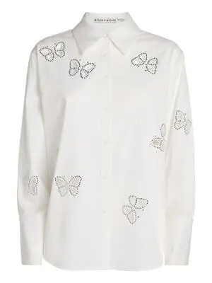 Alice + Olivia Embellished Finely Shirt - White