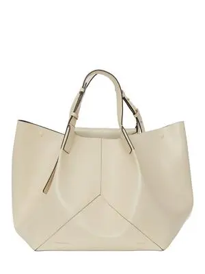 Victoria Beckham W11 Medium Tote Bag In Leather - Ivory