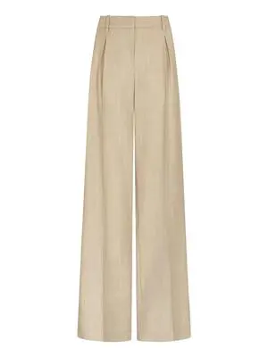 Serena Bute Wool Cashmere Inverted Pleat Trousers - Ecru