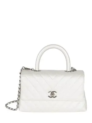 CHANEL Chanel Chevron Caviar Mini Coco Top Handle Bag