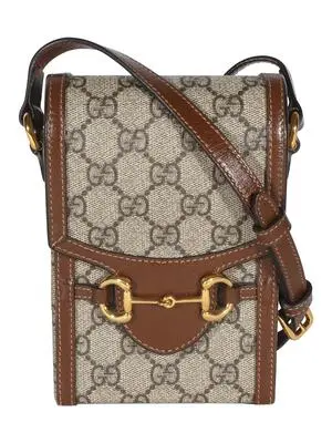 Gucci Beige Gg Supreme Monogram Horsebit 1955 Crossbody Bag - Brown