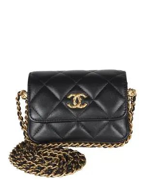 CHANEL Chanel Quilted Lambskin CC Mini Clutch With Chain