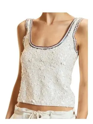 Cynthia Rowley Sequin Racer Back Tank - White