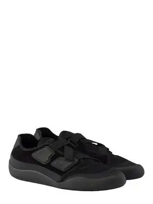 Prada Speedrock Leather And Mesh Fabric Sneakers - Black