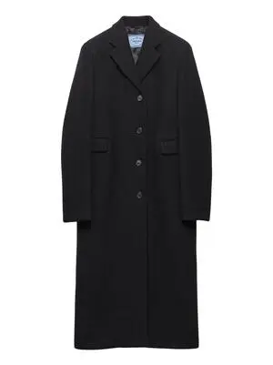Prada Single-breasted Shetland Wool Coat - Black