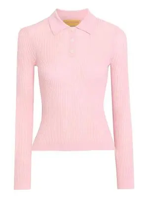 Guest In Residence Ribbed Cashmere Polo Sweater - Pink