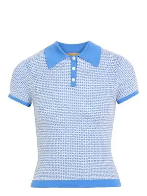 Guest In Residence Jacquard-knit Cashmere Polo Shirt - Azure