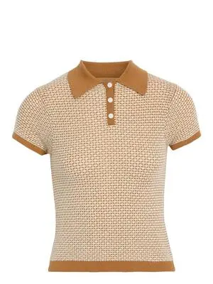 Guest In Residence Jacquard-knit Cashmere Polo Shirt - Camel