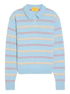 GUEST IN RESIDENCE Guest In Residence Collegiate Striped Cashmere Polo Sweater
