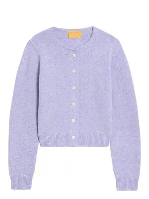 Guest In Residence Ava Mélange Cashmere And Silk-blend Cardigan - Lavender