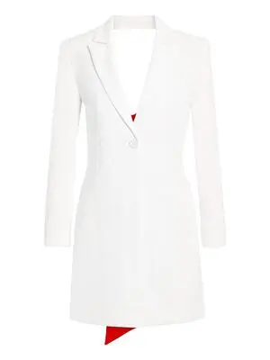 Alice + Olivia Alice Olivia Shawn Bowdetailed Crepe Mini Tuxedo Dress - White