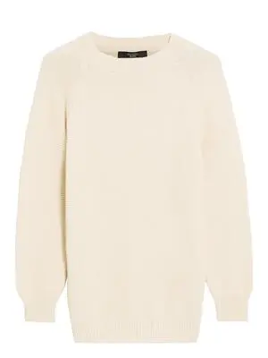 Max Mara WEEKEND MAX MARA Cotton Ribbed Crew Neck Pullover Ecru