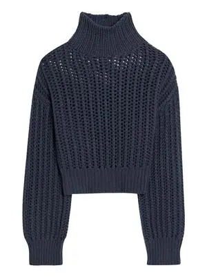 Brunello Cucinelli Open-knit Cashmere Turtleneck Sweater - Navy