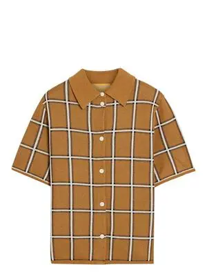 Guest In Residence Checked Silk And Linen-blend Shirt - Tan
