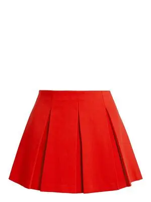 Alice + Olivia Emilie Pleated Cotton-blend Mini Skirt - Red