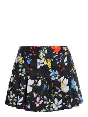 Alice + Olivia Alice + Olivia Floral Print Pleated Skirt Shorts Black