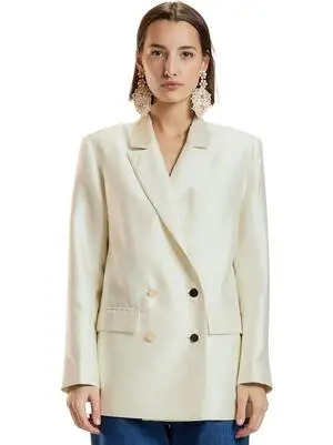 Cynthia Rowley The Breakers Double Breasted Blazer - White