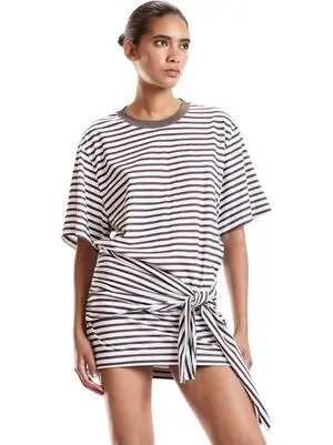 Cynthia Rowley Cynthia Rowley Striped Tie Waist T-Shirt Dress Stripe