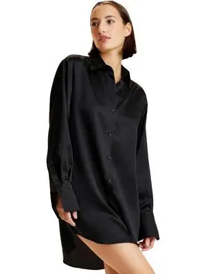 Cynthia Rowley Collectible Silk Shirt Dress - Black