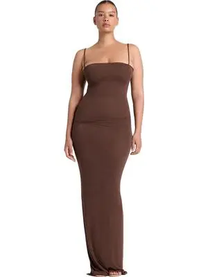 SKIMS Sheer Modal Long Dress | Deep Neutral | | Vettese X - Cocoa