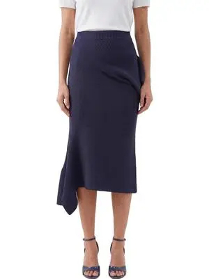 Issey Miyake Asymmetric Hem Crêpe Pencil Midi Skirt - Black