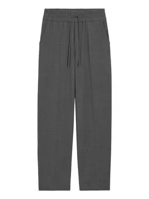 AMI Paris Grey Elasticated Waist Wool Trousers - Carbon Grey