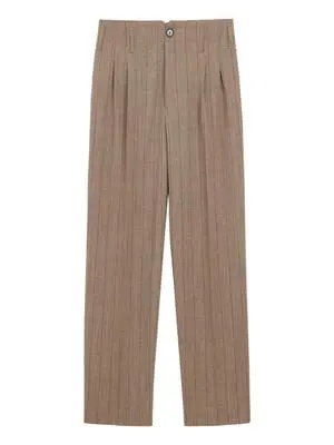 AMI Paris Wool Two-pleats Trousers - Choco Brown/ruby Red