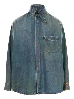 DARKPARK Scarf Detail Denim Shirt - Blue