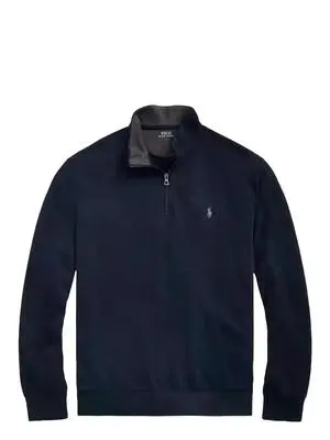 Polo Ralph Lauren Polo Ralph Lauren Quarter-Zip Knit Polo Shirt With Embroidered Logo Blue