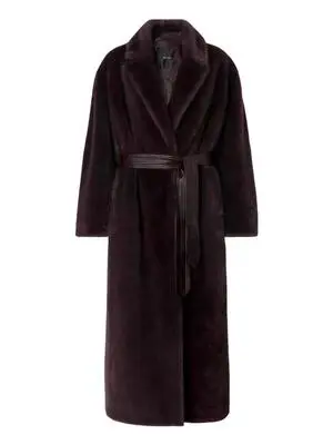 Pinko Long Faux-fur Belted Coat - Brown