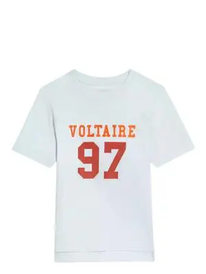 Zadig&Voltaire Cotton Crewneck T-shirt With Graphic Print - Blue