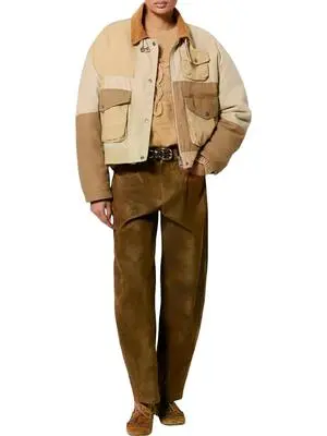 MARANT ETOILE Patchwork Corduroy Collar Jacket - Neutrals