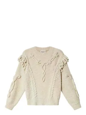 MARANT ETOILE Aran Knit Fringed Sweater - Neutrals
