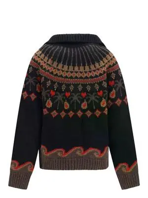 ALANUI Alanui Fair Isle Wool Cardigan