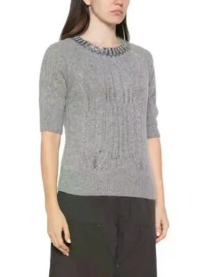 Ermanno Scervino Embellished Cable-knit Top - Grey