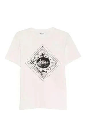MARANT ETOILE Graphic Print Slub Texture T-shirt - Neutrals