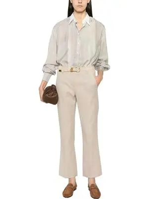 Brunello Cucinelli Striped Silk Shirt - Neutrals