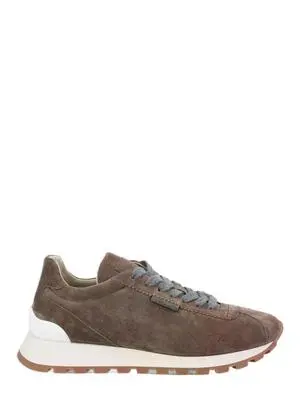 Brunello Cucinelli Monili-chain Suede Sneakers - Brown