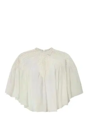 MARANT ETOILE Pleated Blouse With Crochet Trim - White