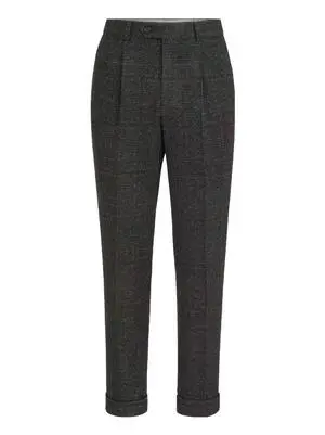 Brunello Cucinelli Prince Of Wales Flannel Trousers - Grey