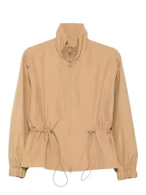 AYA MUSE High-neck Zip-up Jacket With Drawstring Waist - Neutrals