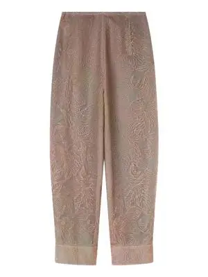 Emporio Armani Embroidered Tulle Tapered Trousers - Neutrals