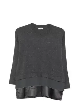 Peserico Layered Sequin-embellished Crewneck Sweatshirt - Grey