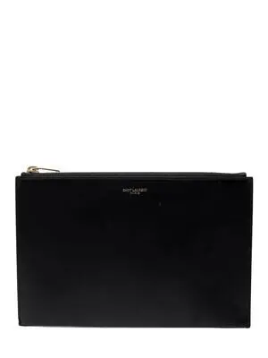 SAINT LAURENT Saint Laurent Leather Zip Clutch Bag