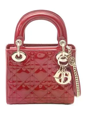 Dior Christian Dior Patent Cannage Lady Dior Mini Satchel Red