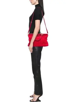 Prada Tessuto Gaufre Frame Satchel - Red
