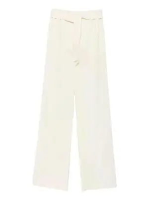 Max Mara Belted Silk Blend Trousers - Neutrals