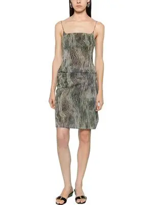 ST. AGNI Zebra Pattern Square Neck Top - Neutrals