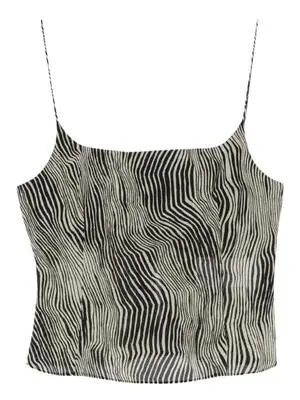 ST. AGNI Zebra Pattern Square Neck Top Neutrals