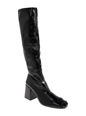 COURREGES Reedition Patent Finish Knee-high Boots - Black